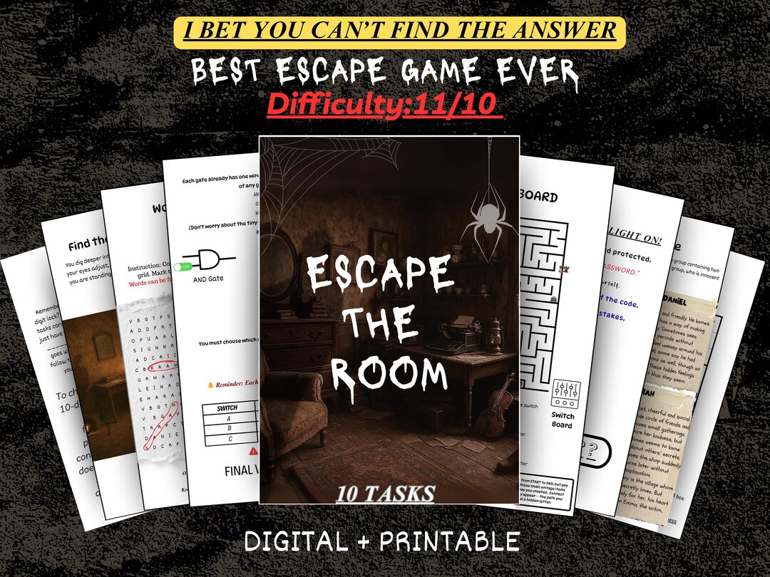 Printable Mystery Escape Room Game: DIY Puzzle Adventure (digital ...