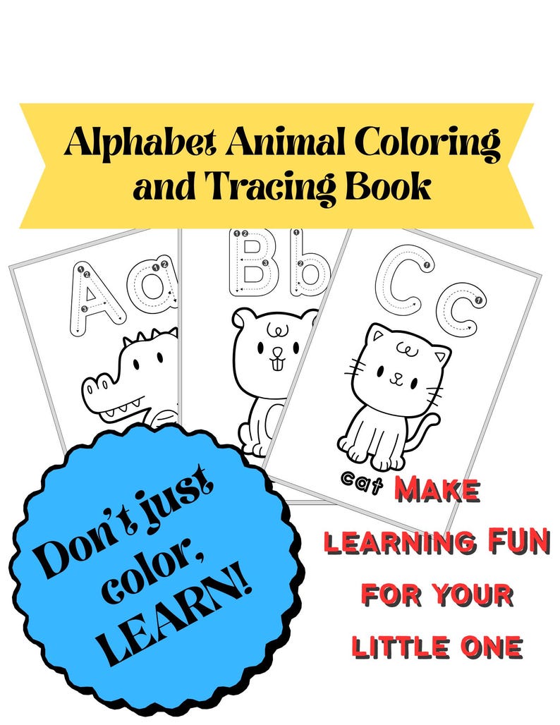 Animal Alphabet Coloring & Tracing Book for Toddlers | PDF ABC Learning ...