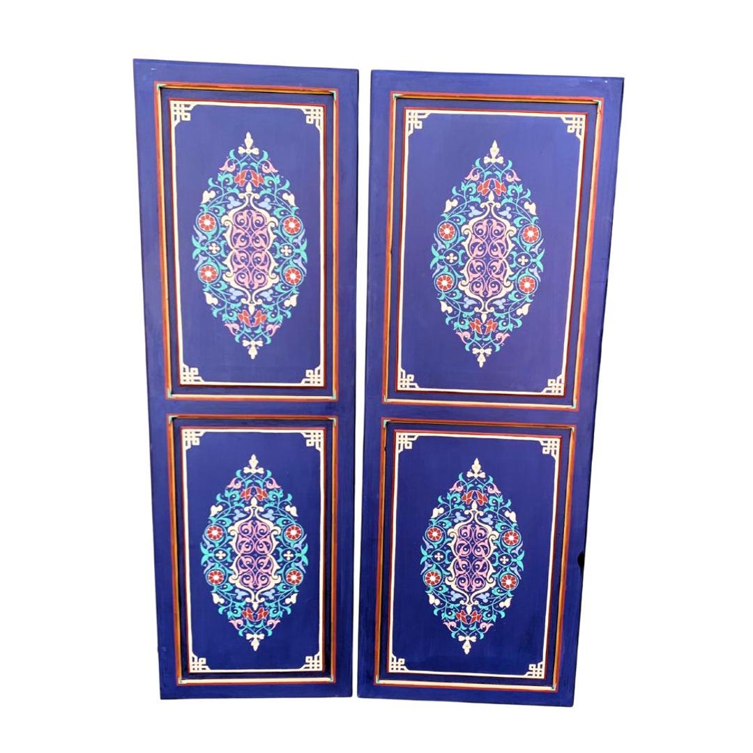 Hand-painted Moroccan Blue Door Panels, Solid Wood, Chefchaouen ...