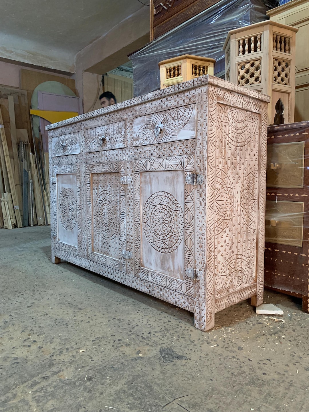 Rustic Sideboard Buffet Cabinet – Boho Highboard Buffet - Kommode ...