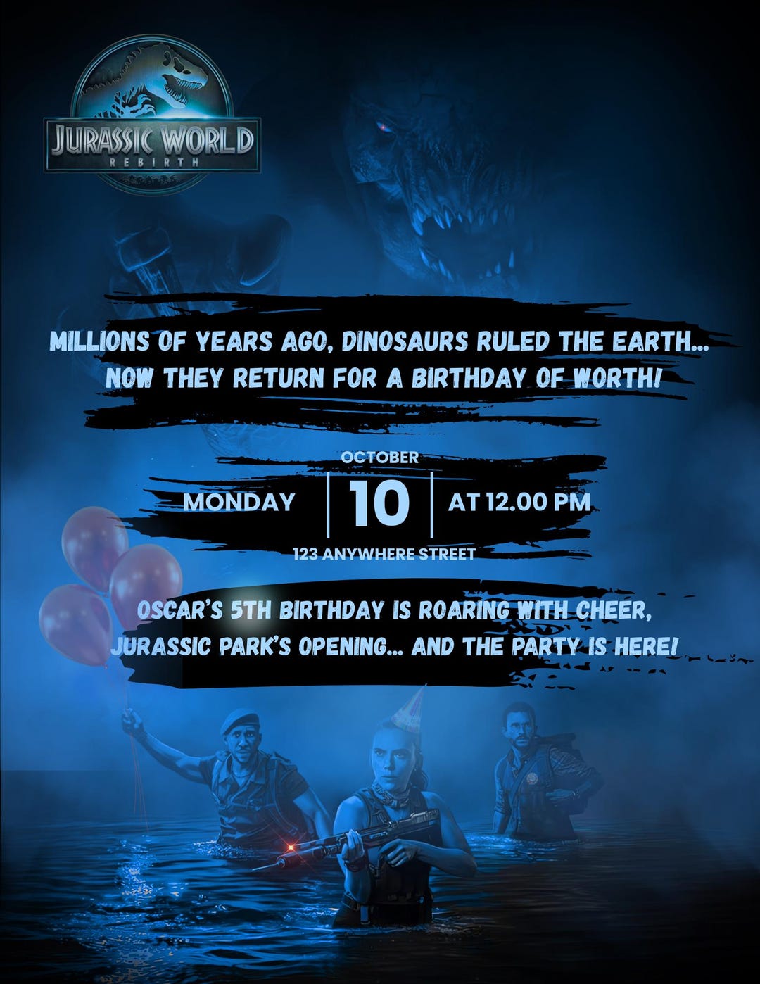 Jurassic World Rebirth, Dinosaur Birthday Invitation | Editable Digital ...