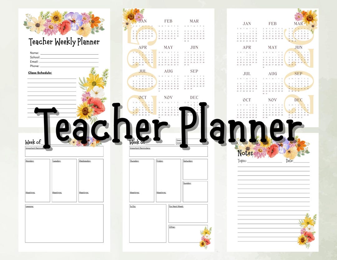 Editable Weekly Teacher Planner | Floral Classroom Organizer ...