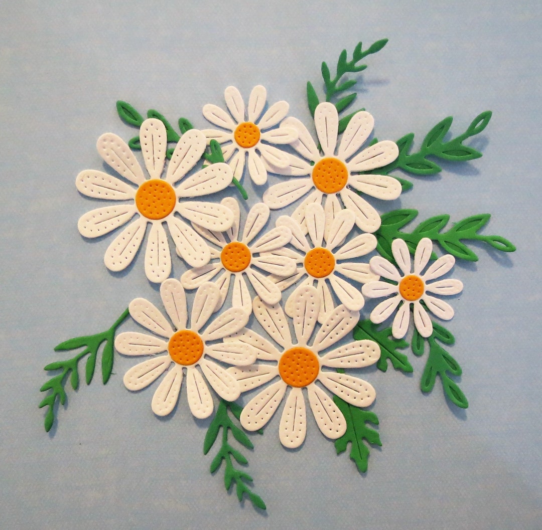Flower Daisy Layered Paper Die Cut Embellishments 8pc Scrapbooking 9 ...