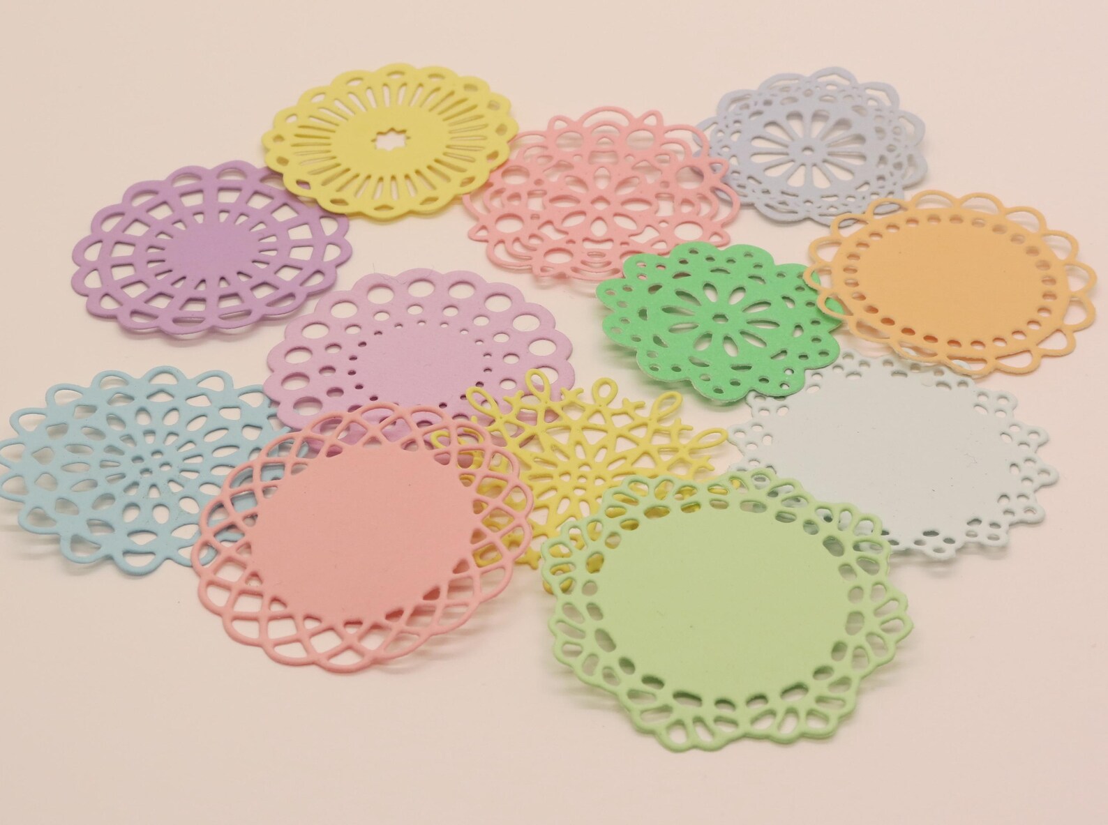 Small Tiny Doilies 12 Pc Pastel Paper Die Cut Scrapbook Embellishment ...
