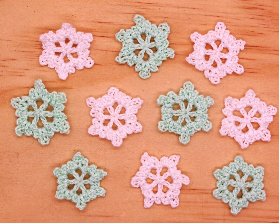 Crochet Small Tiny Snowflake 1 Inch Snowflakes Applique Embellishment ...