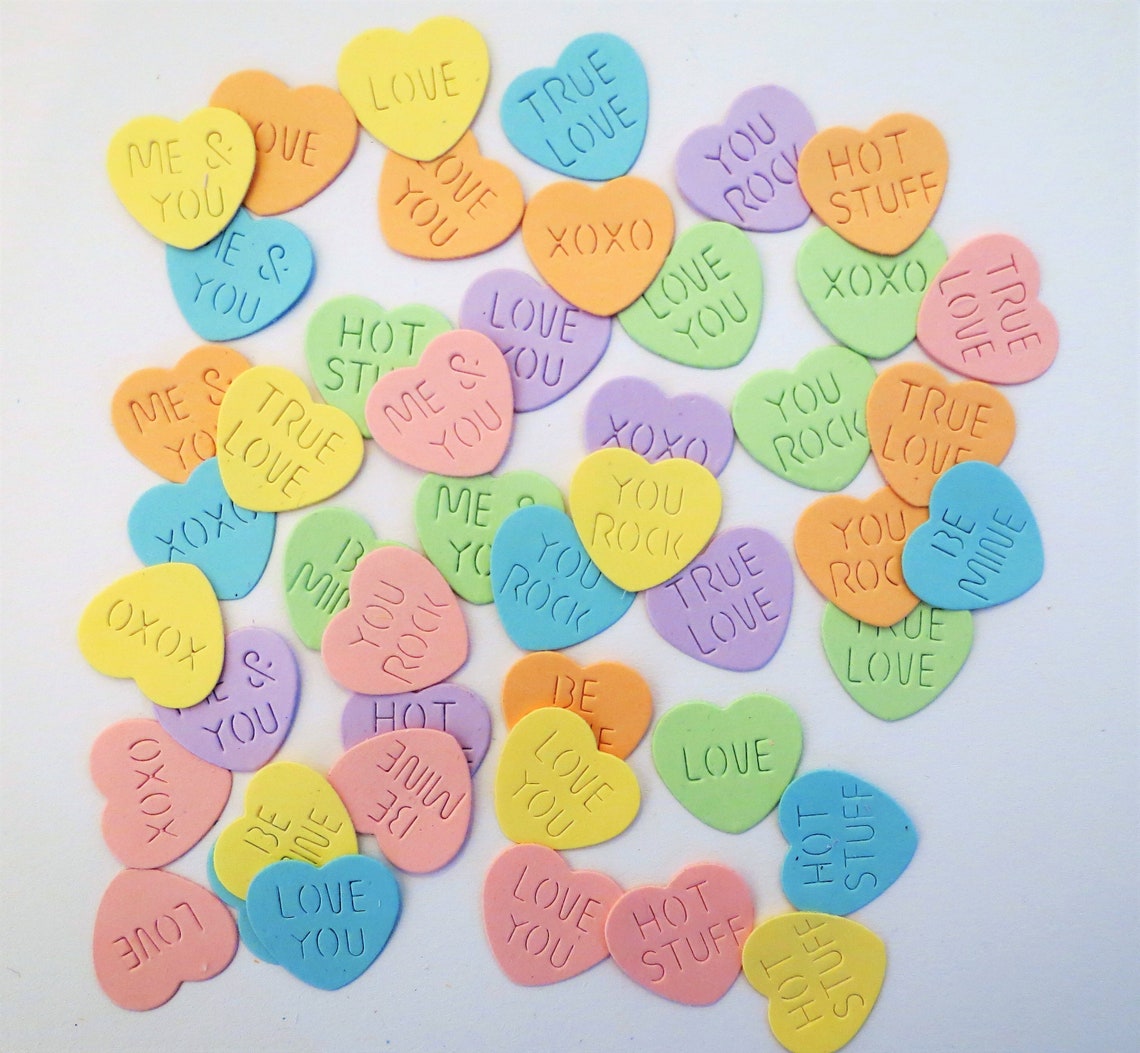 Valentines Conversation Candy Hearts 40 Paper Die Cut Scrapbook ...