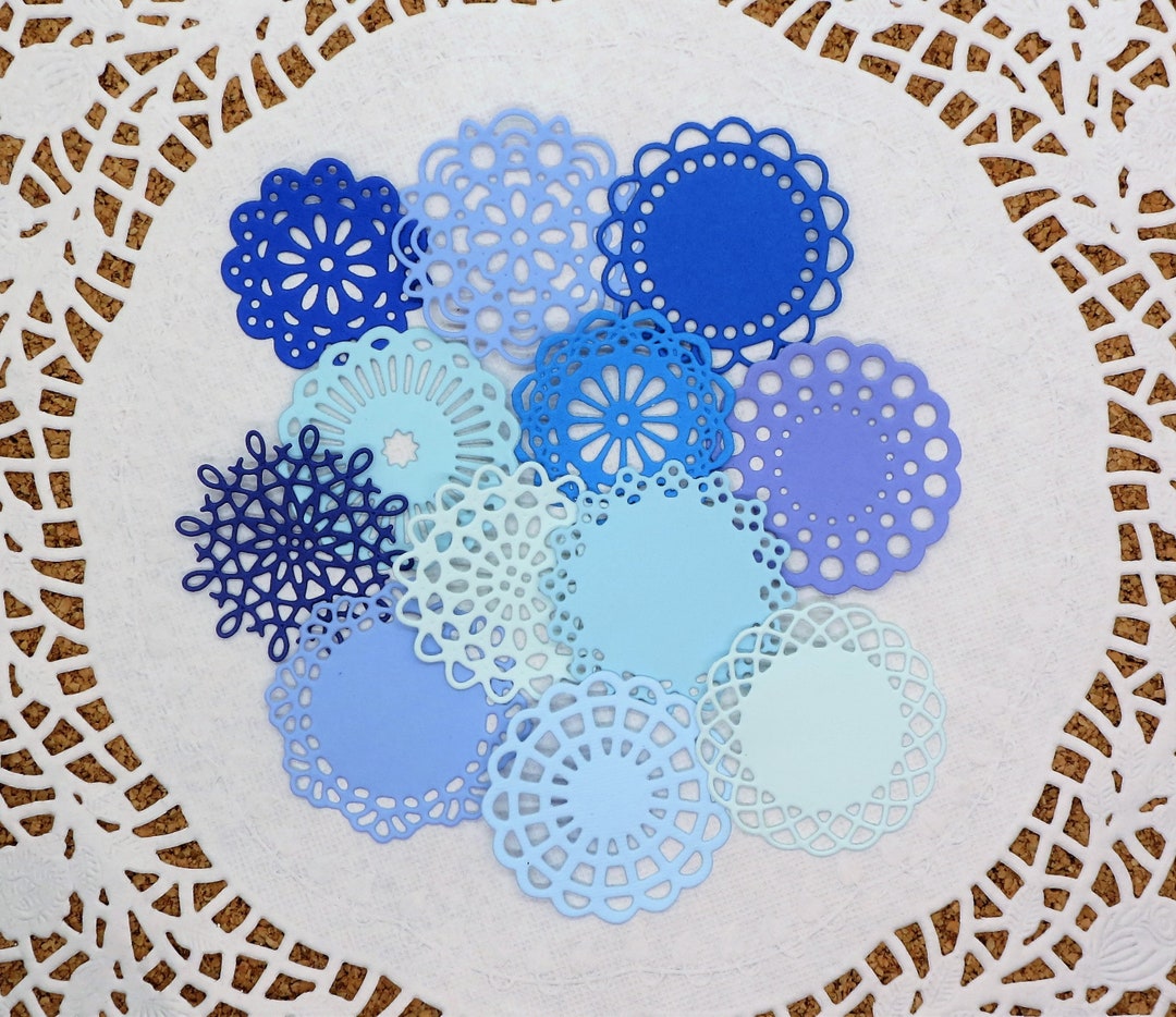 Small Tiny Doilies 12 Pc Blue Paper Die Cut Scrapbook Embellishment ...