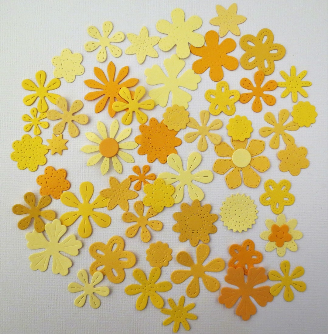 Small Paper Cardstock Flowers Flower Stitched Die Cut Cardmaking 50 Pc ...