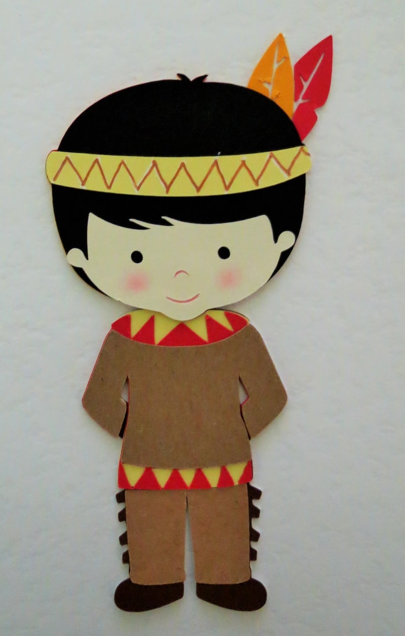 Thanksgiving Native American Indian Boy and Girl Paper Die Cut Paper ...
