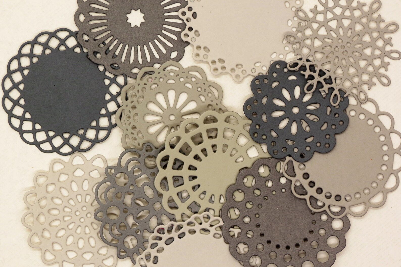 Small Tiny Doilies 12 Pc Grey Paper Die Cut Scrapbook Embellishment ...