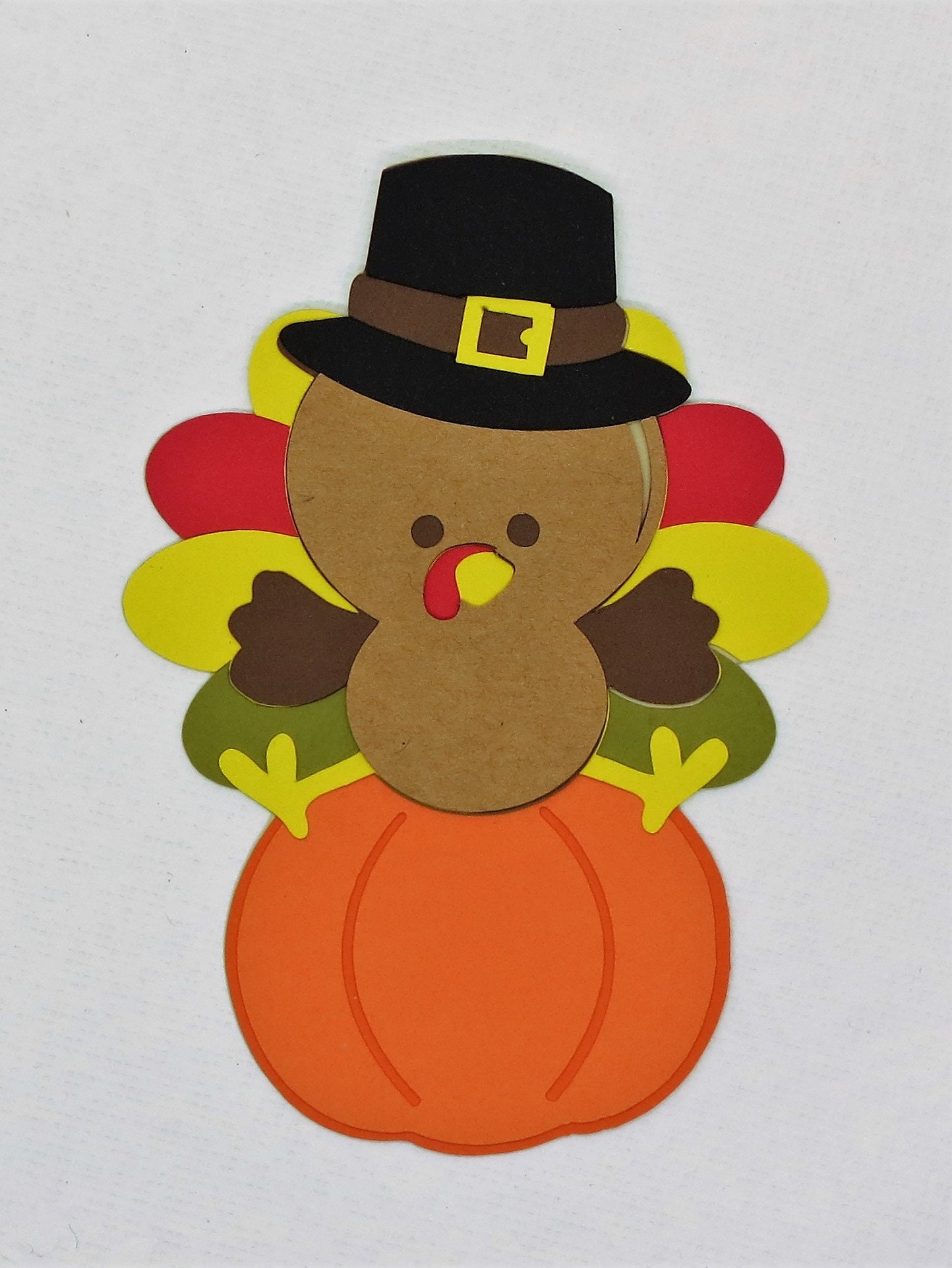 Cute Turkey on a Pumpkin Thanksgiving Fall Paper Scrapbook ...