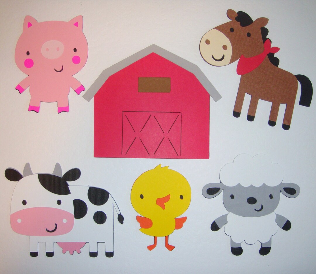 Cute Farm Animals Pig Sheep Cow Horse Die Cut Paper Scrapbook ...