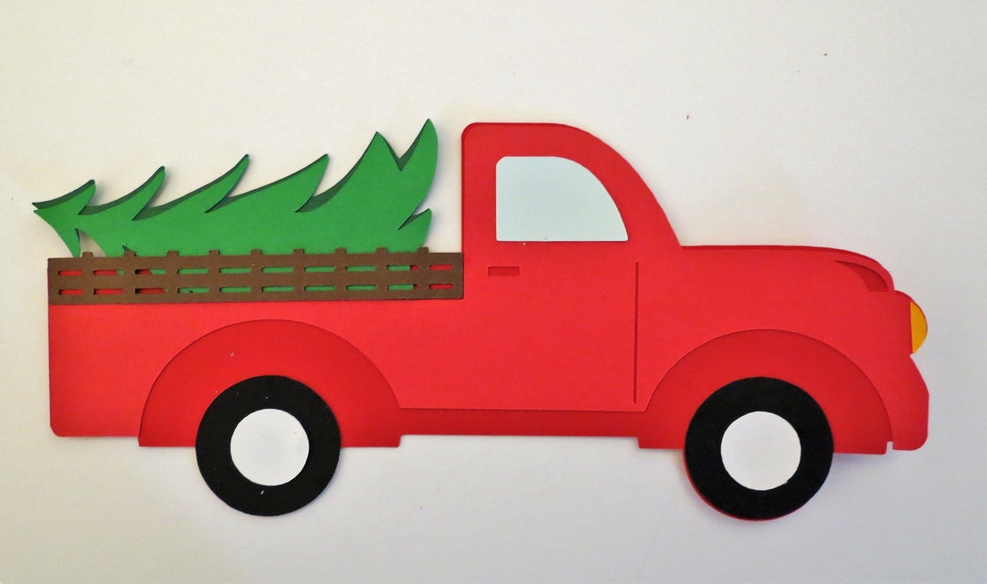 Christmas Red Truck Tree Paper Die Cut Paper Scrapbook Embellishment ...