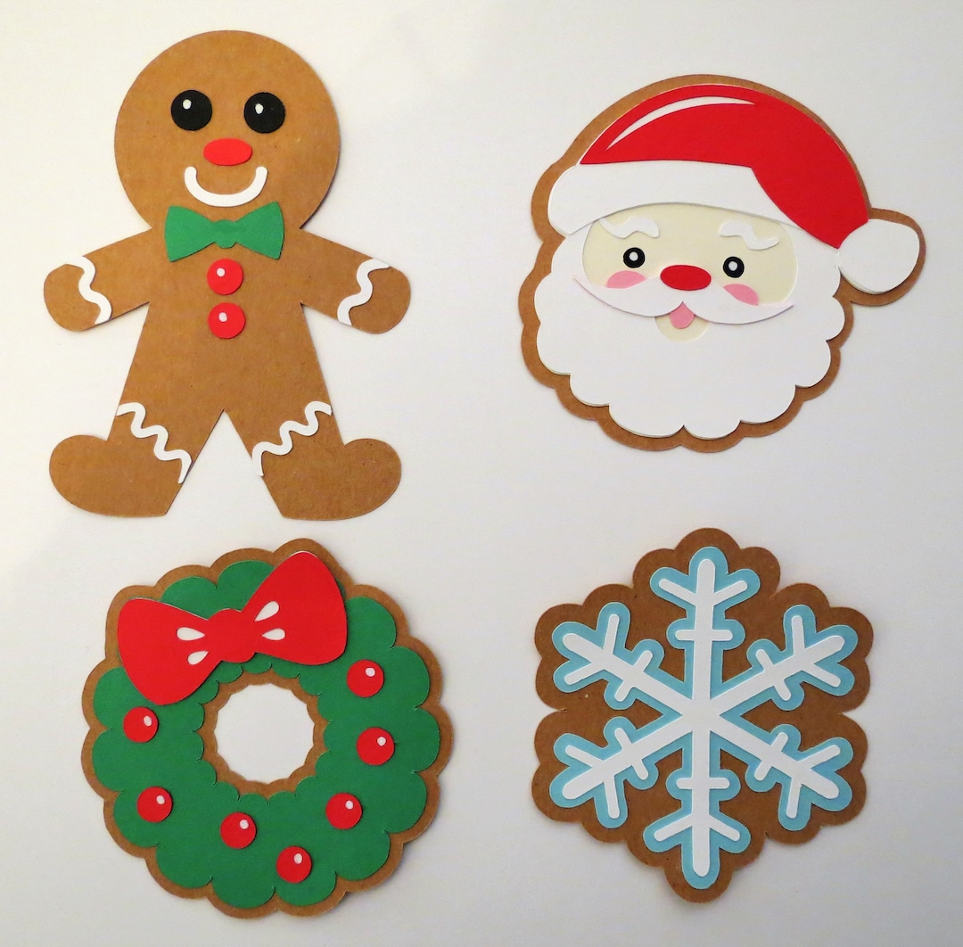 Christmas Cookies Gingerbread Man Wreath Snowflake Santa 4 Pc #2 Die ...