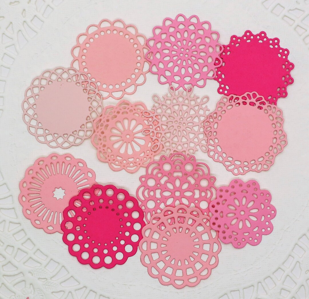 Small Tiny Doilies 12 Pc Pink Paper Die Cut Scrapbook Embellishment ...
