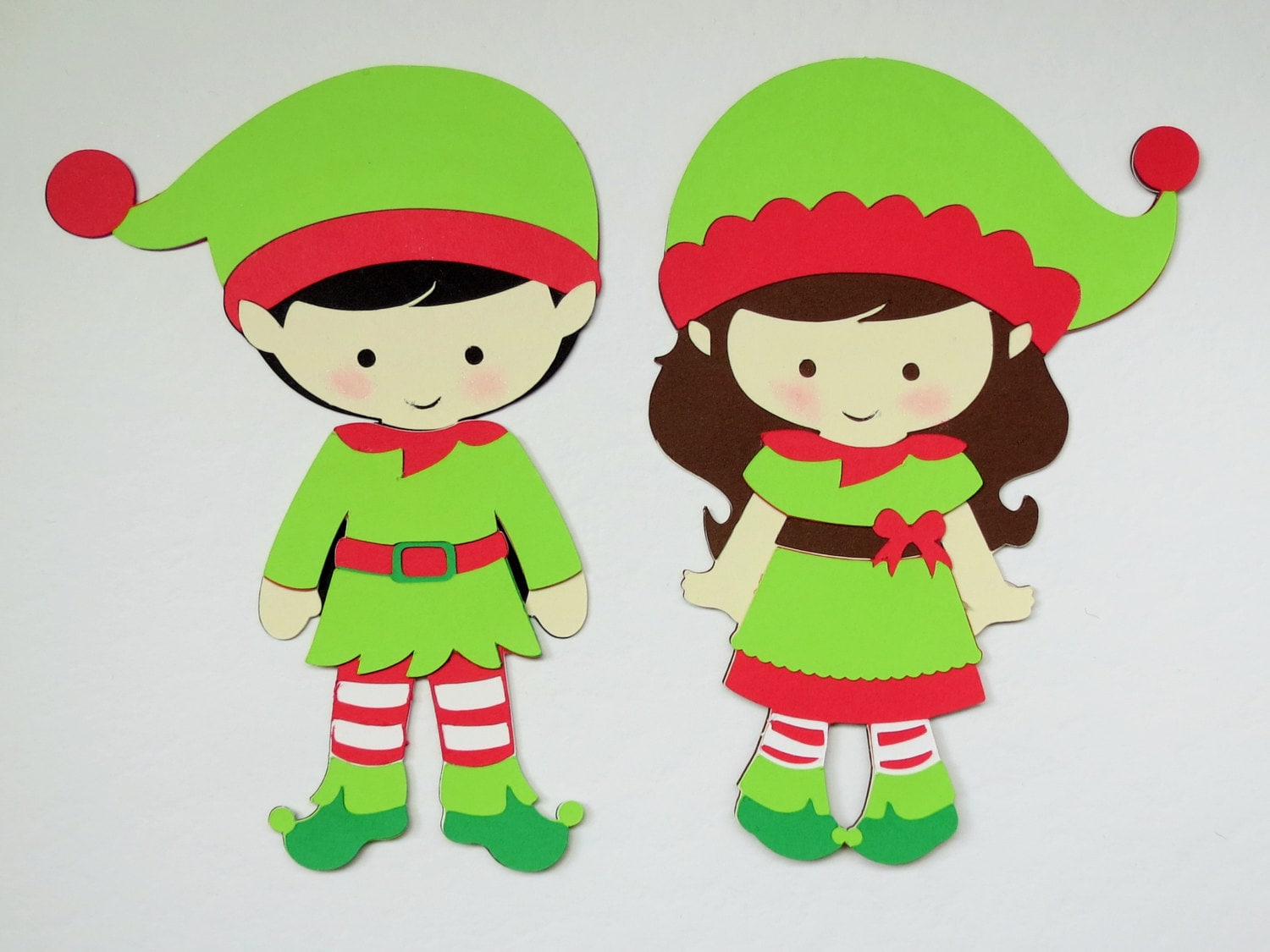 Elf Boy Girl Elves Christmas Paper Die Cut Scrapbook Embellishment - Etsy