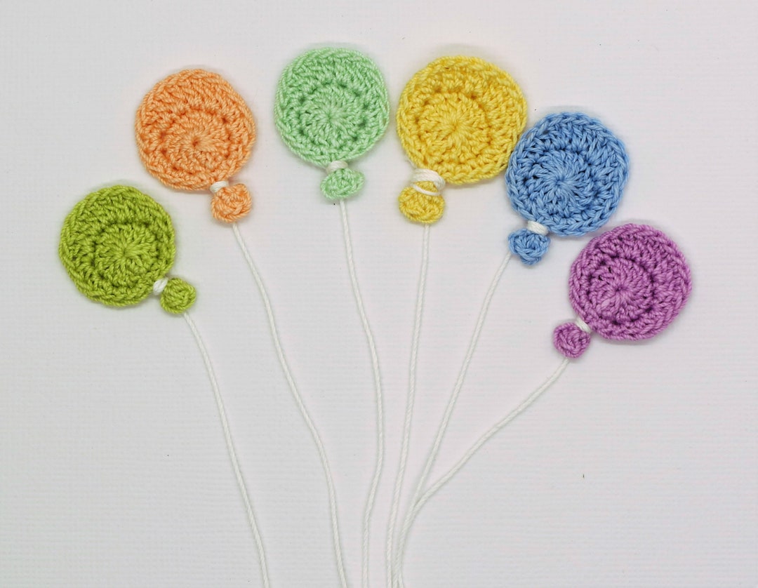 Crochet Balloons Balloon Applique Birthday Pastel Colors Embellishment ...