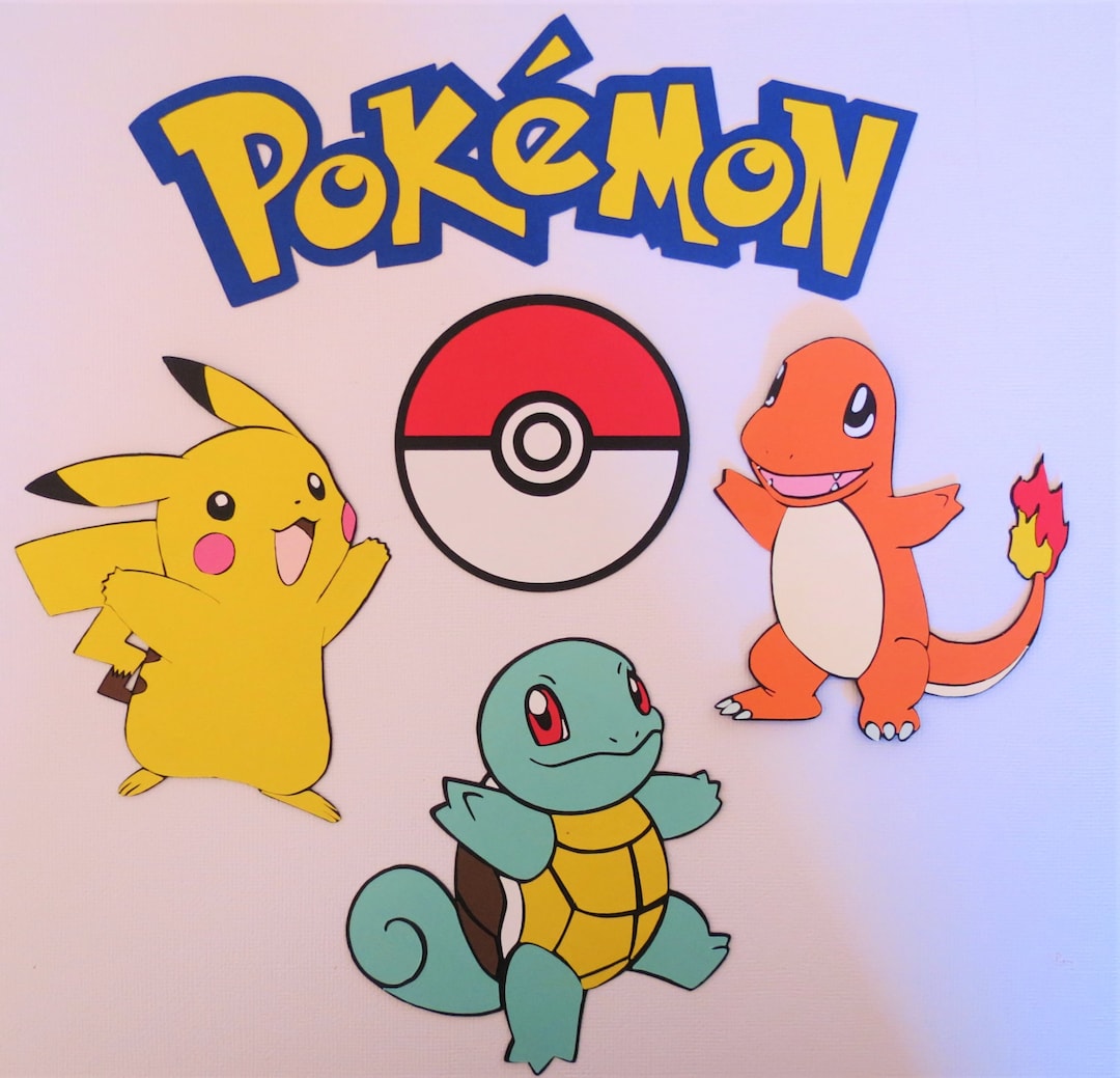 Pokemon ONE Pc Inspired Pikachu Squirtle Charmander Title Paper Die Cut ...