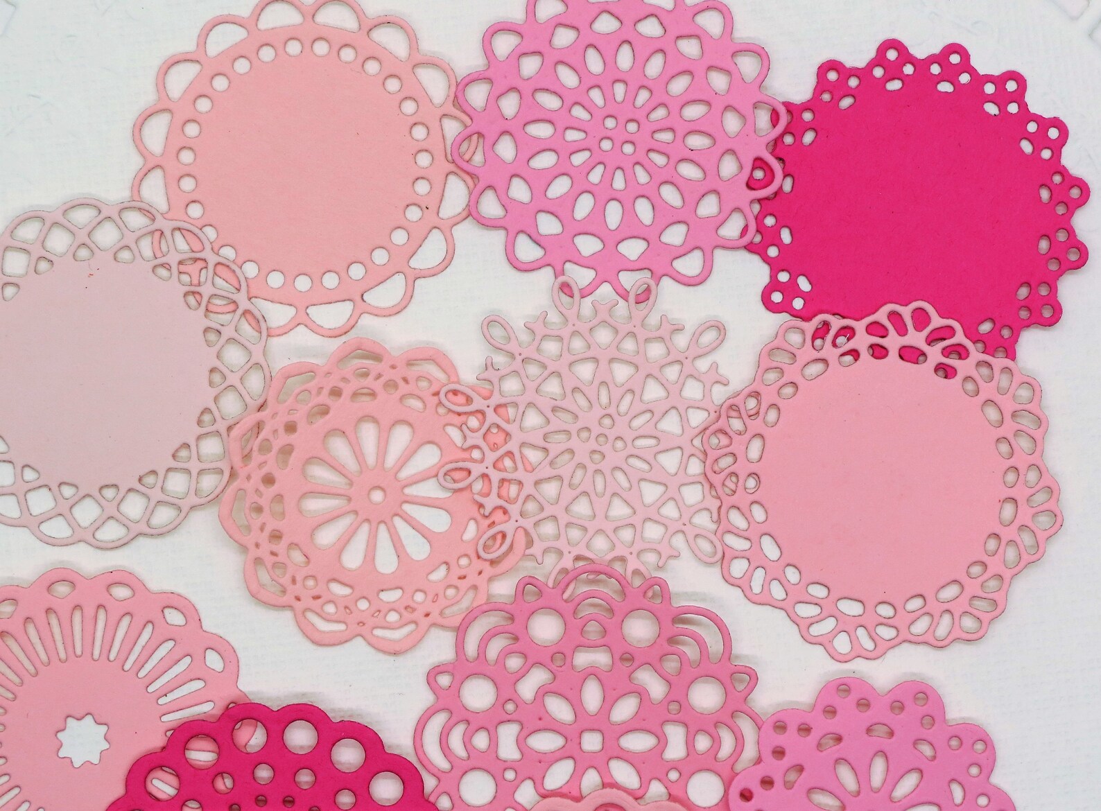 Small Tiny Doilies 12 Pc Pink Paper Die Cut Scrapbook Embellishment ...