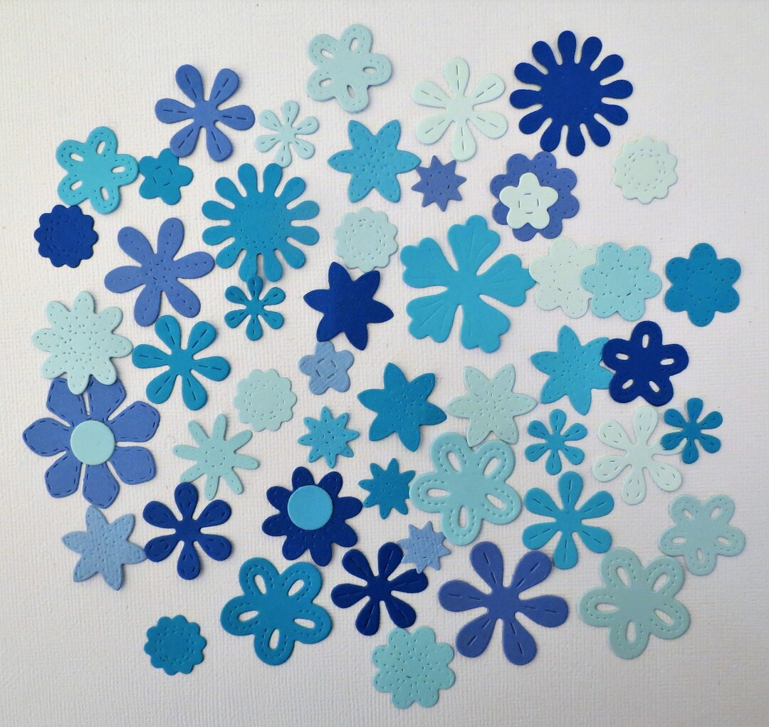 Small Paper Cardstock Flowers Flower Stitched Die Cut Cardmaking 50 Pc ...