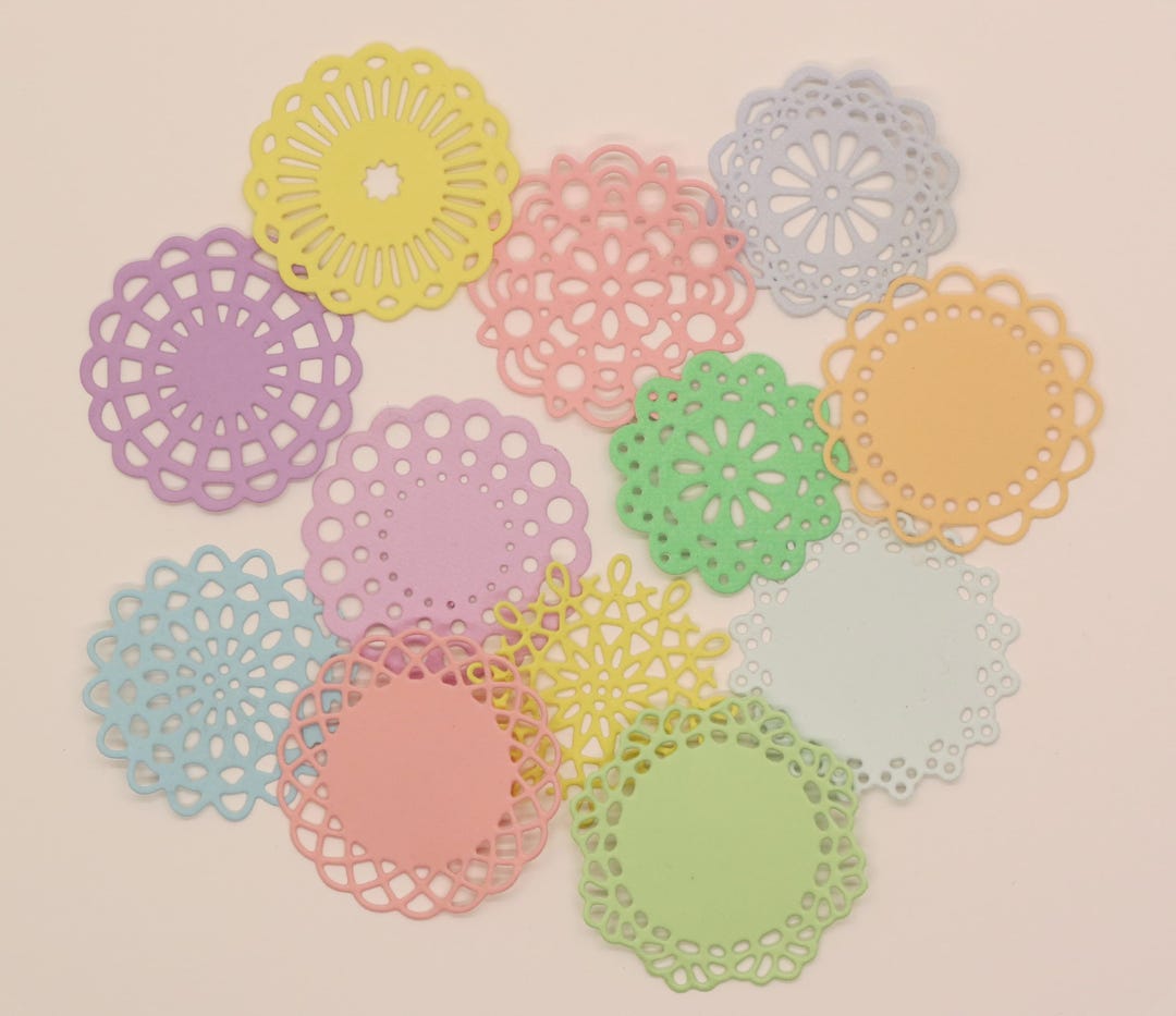 Small Tiny Doilies 12 Pc Pastel Paper Die Cut Scrapbook Embellishment ...