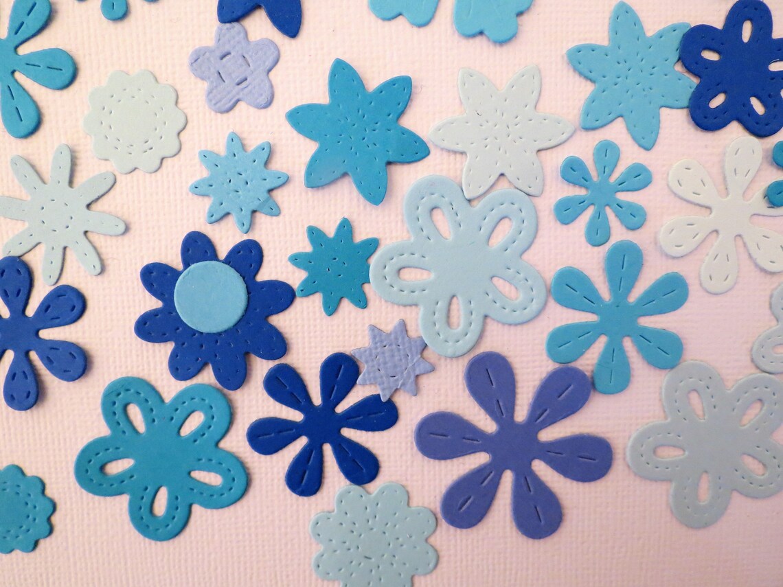 Small Paper Cardstock Flowers Flower Stitched Die Cut Cardmaking 50 Pc ...