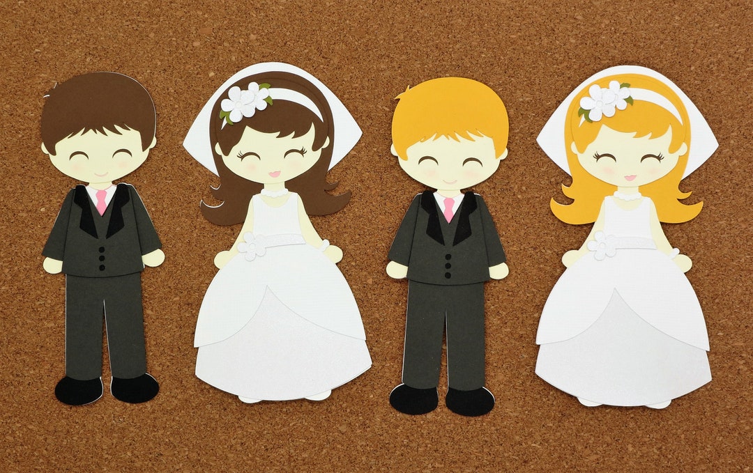 Wedding Bride Groom 1pc Die Cut Paper Doll Scrapbook Embellishment ...