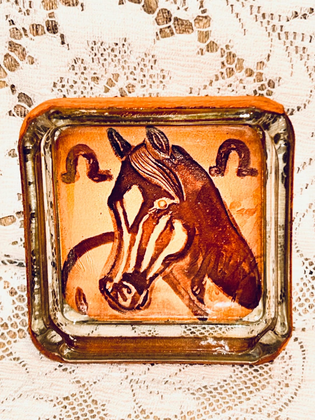 Horse Theme Ashtray 3 1/2” X 3 1/2” Vintage - Etsy