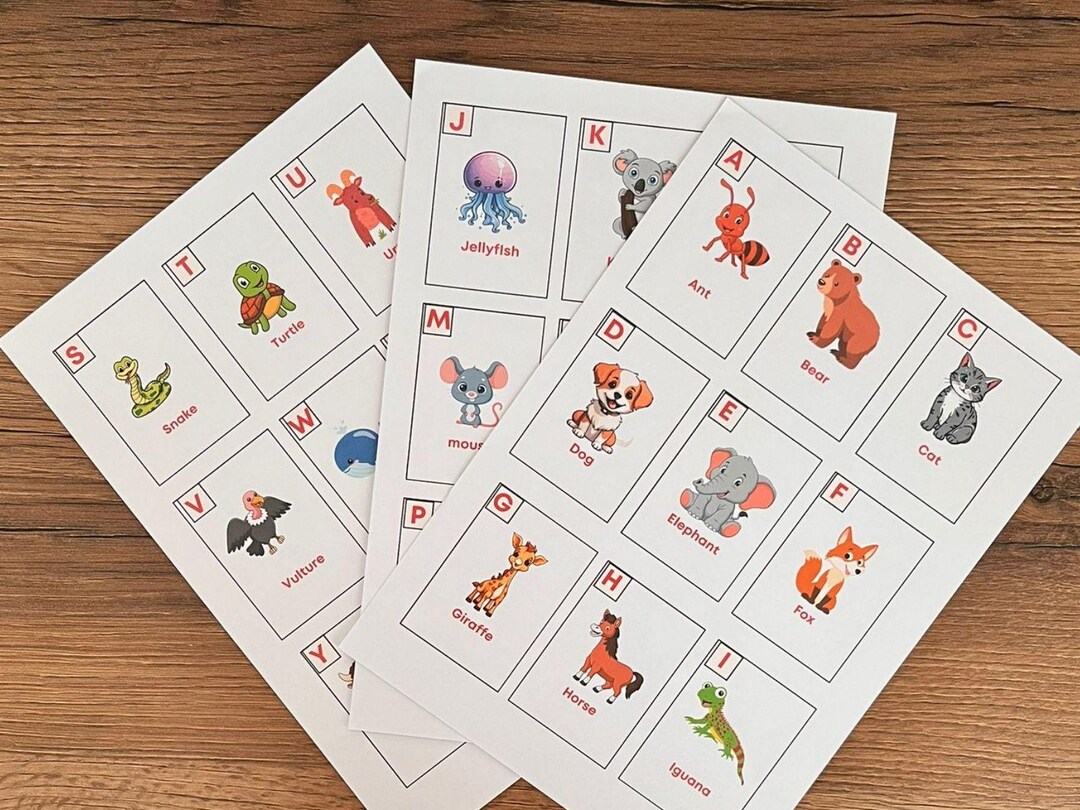 Alphabet Animal Flashcards A-Z Matching Game (printable PDF) - Etsy