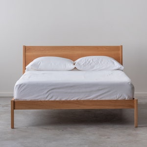 Fulton Bed Solid Wood Bed Frame With Slanted Headboard - Etsy