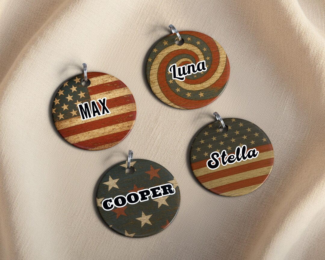 Rustic Americana Dog ID Tag | Personalized Patriotic Pet Tag, USA Made ...