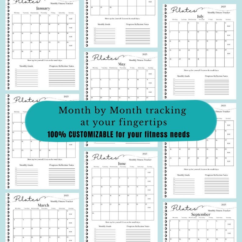 12-month Fitness Tracker | Printable Workout Planner | Digital Wellness ...