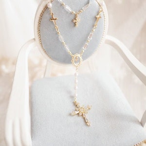 Pearl Rose Rosary Cross Necklace for Dolls BJD SD —“white Night” - Etsy