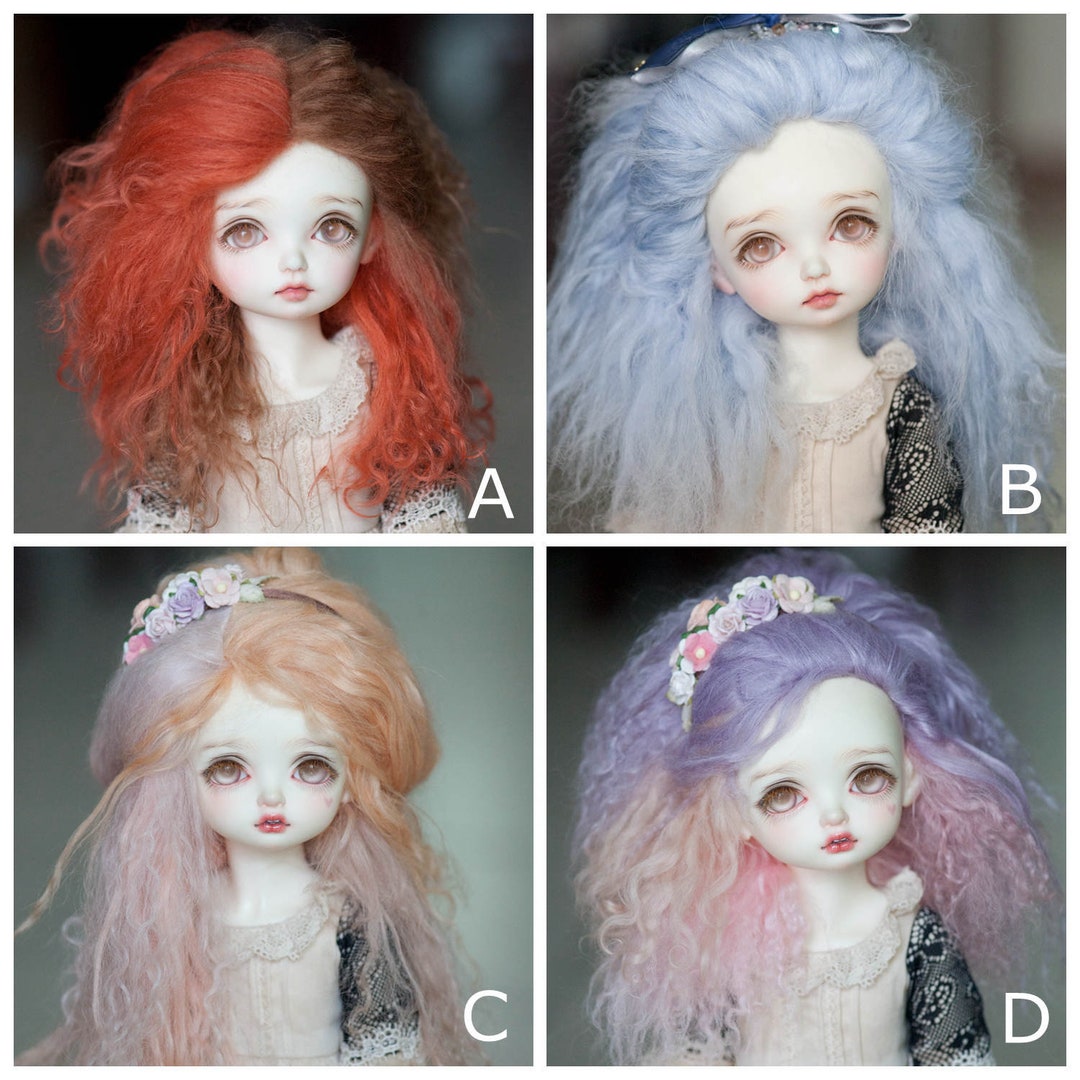 8-9 Mix Color Mohair Doll Wig Tibetan Mohair Wavy Wig for Volks 1/3 BJD ...