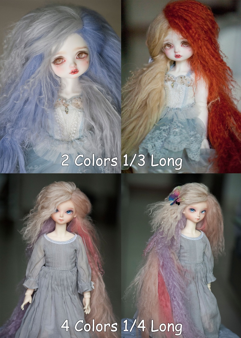 Custom Mohair Doll Wig In Mix Up Colors Match Your Own Color Etsy