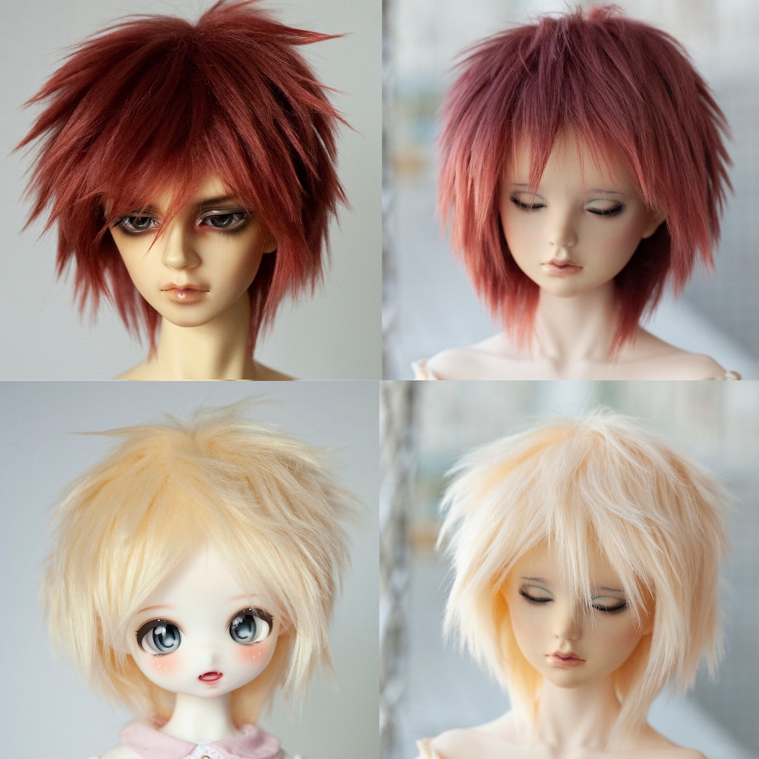 Short Spike Doll Wig: Fur Fabric Free Style for BJD SD MSD Minifee Doll ...