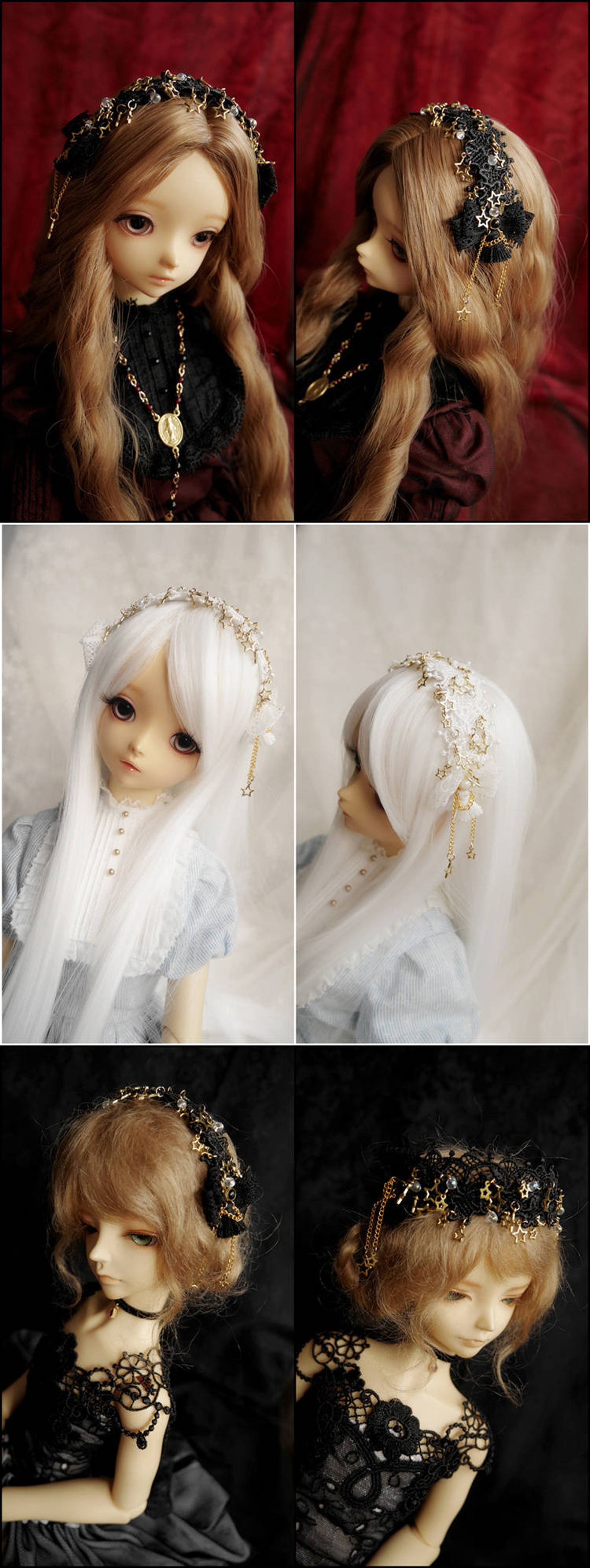 Lace White/black Doll Crown With Stars Hairband Head Wear for - Etsy