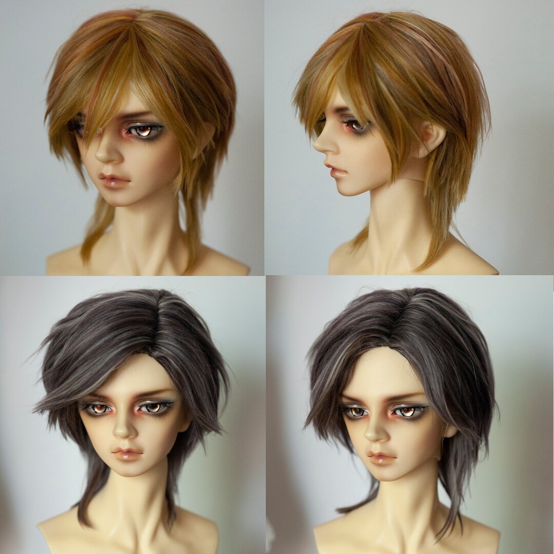 1/3 BJD Doll Short Spike Wig, Mix Blonde and Dark Brown Color, Made ...