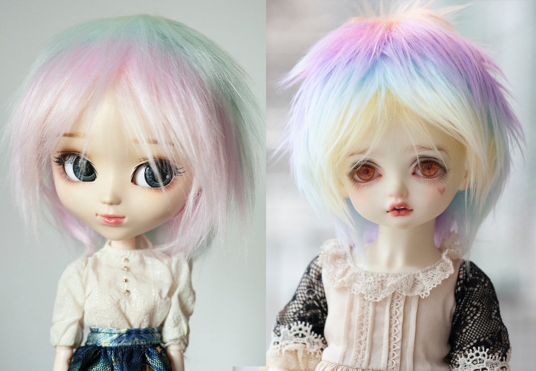 Rainbow Fur Fabric Doll Wig: Short Spiked Style for Bjd/sd/msd/pullip - Etsy