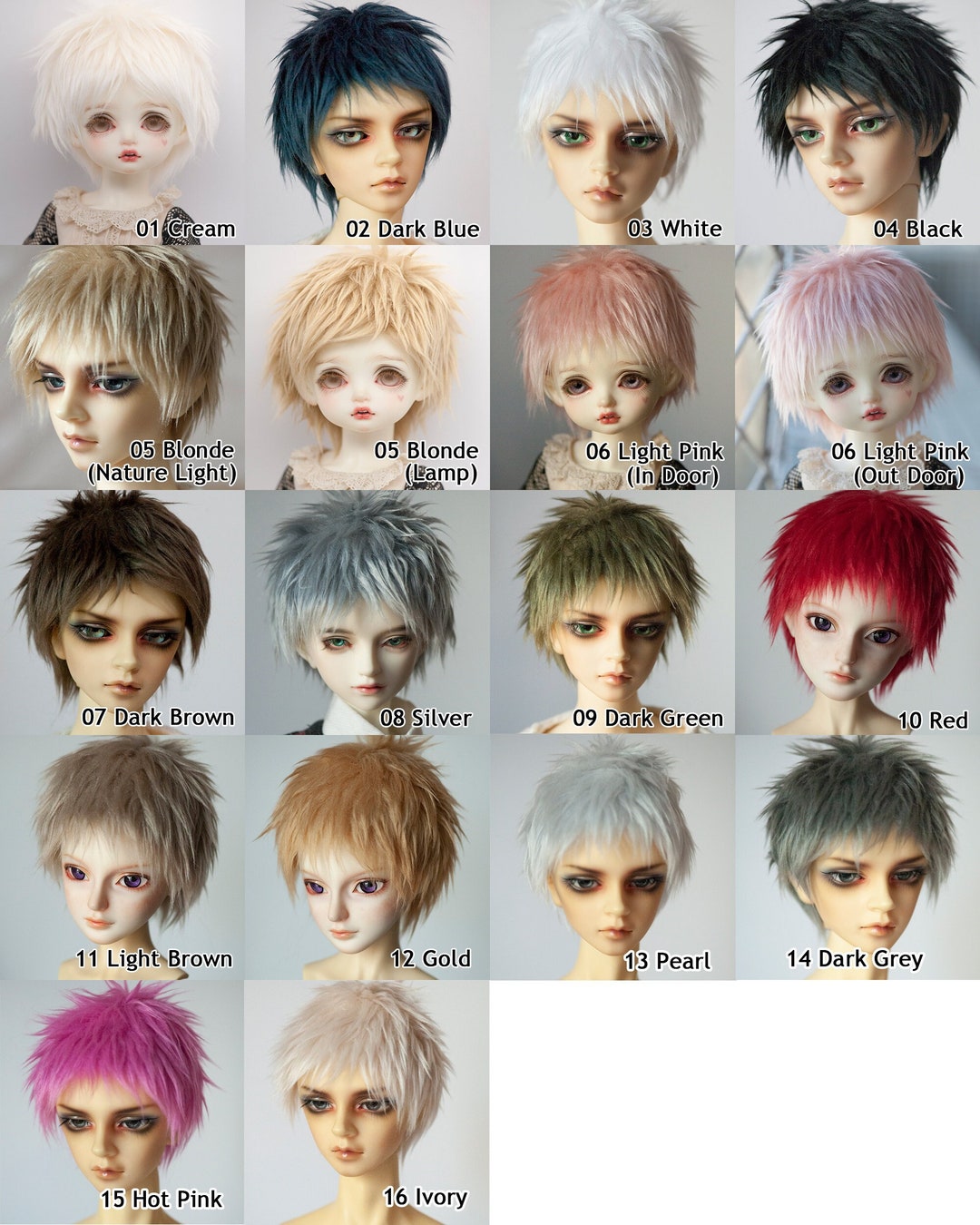 Short Spike Doll Wig: Fake Fur Fabric, BJD SD MSD Minifee, 16 Colors - Etsy
