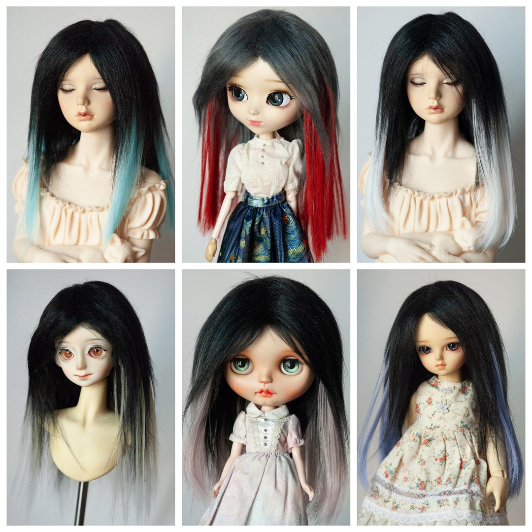 Customized Long Spike Doll Wig Black Gradient Color for Dollfiedream ...