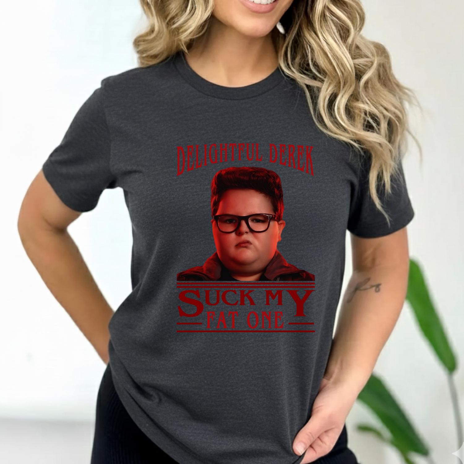 Delightful Derek Funny PNG | Funny Quotes Tee, Fat Boy Derek Tshirt ...