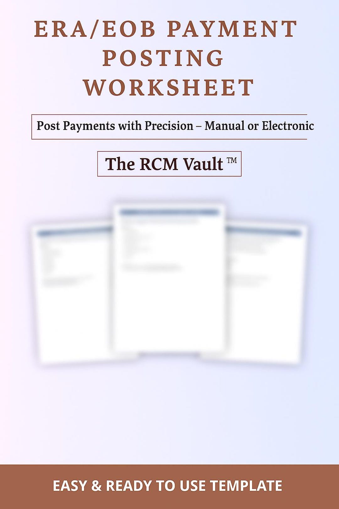 ERA / EOB Payment Posting Worksheet | RCM Excel Tool - Etsy