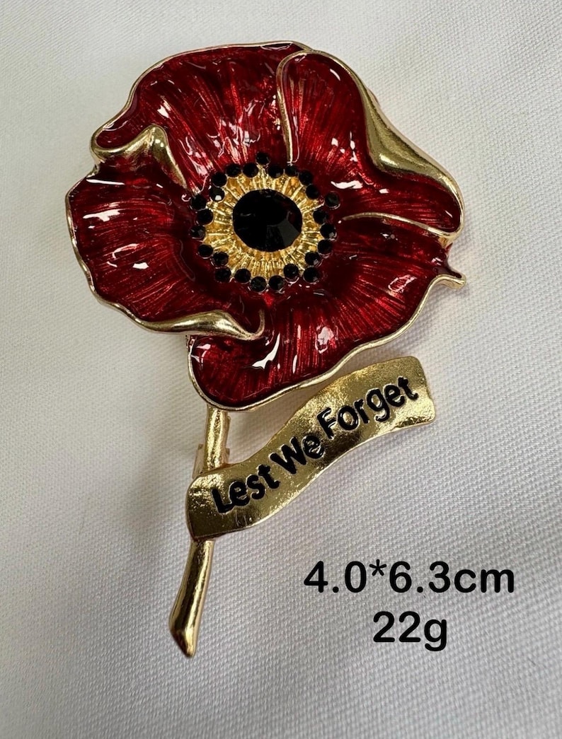 Red Enamel Poppy Pin Badge | Remembrance Day Lapel Brooch | Memorial ...