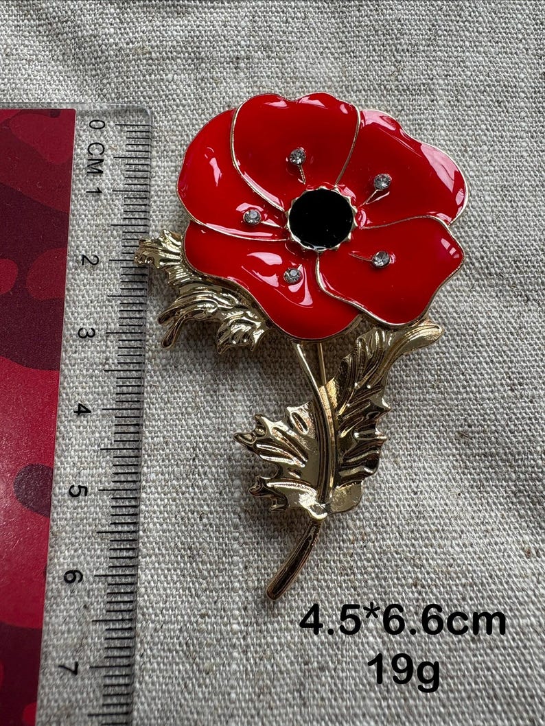 Red Enamel Poppy Pin Badge | Remembrance Day Lapel Brooch | Memorial ...