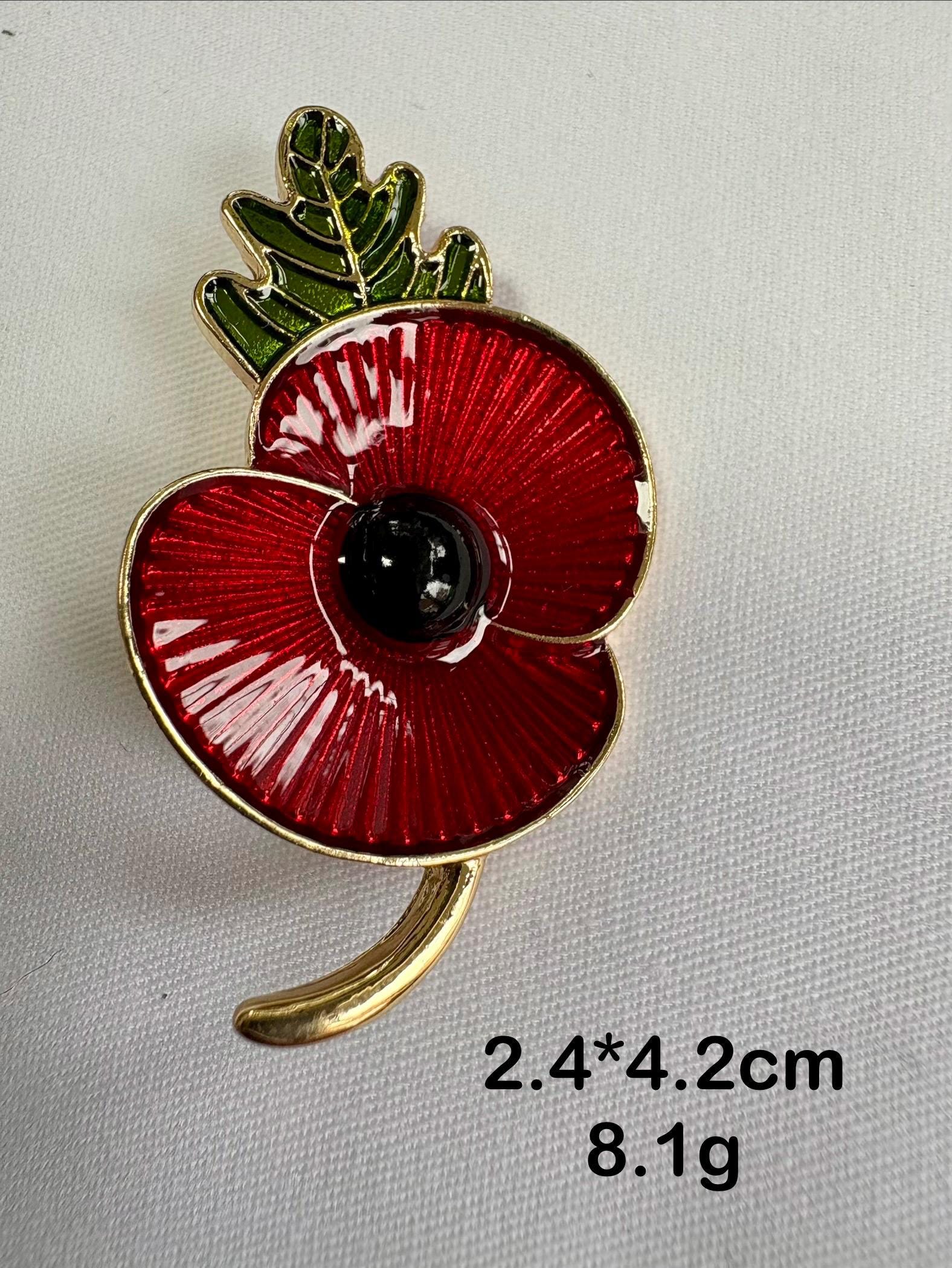 Red Enamel Poppy Pin Badge | Remembrance Day Lapel Brooch | Memorial ...