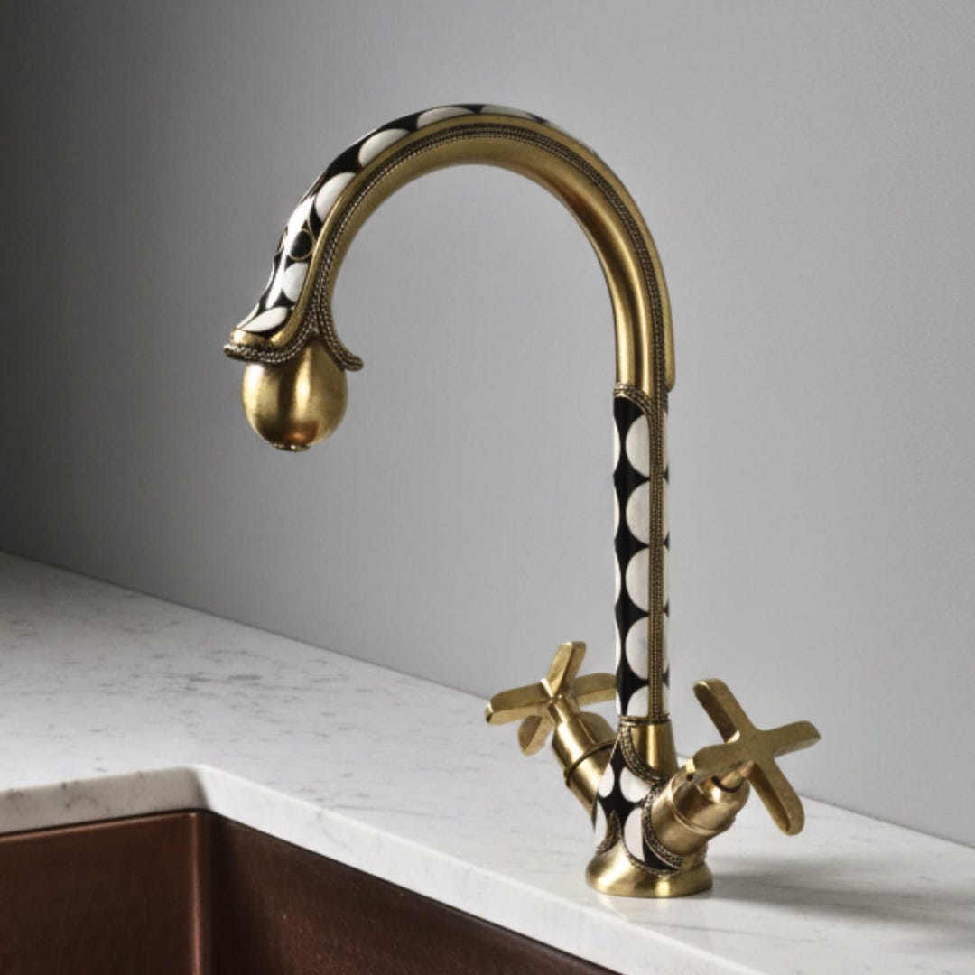 Handmade Moroccan Brass Faucet: Bone Inlay Bathroom Vanity Tap - Etsy