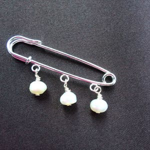 Pearl Safety Pin / Silver Plated Safety Pin With Freshwater Pearls ...