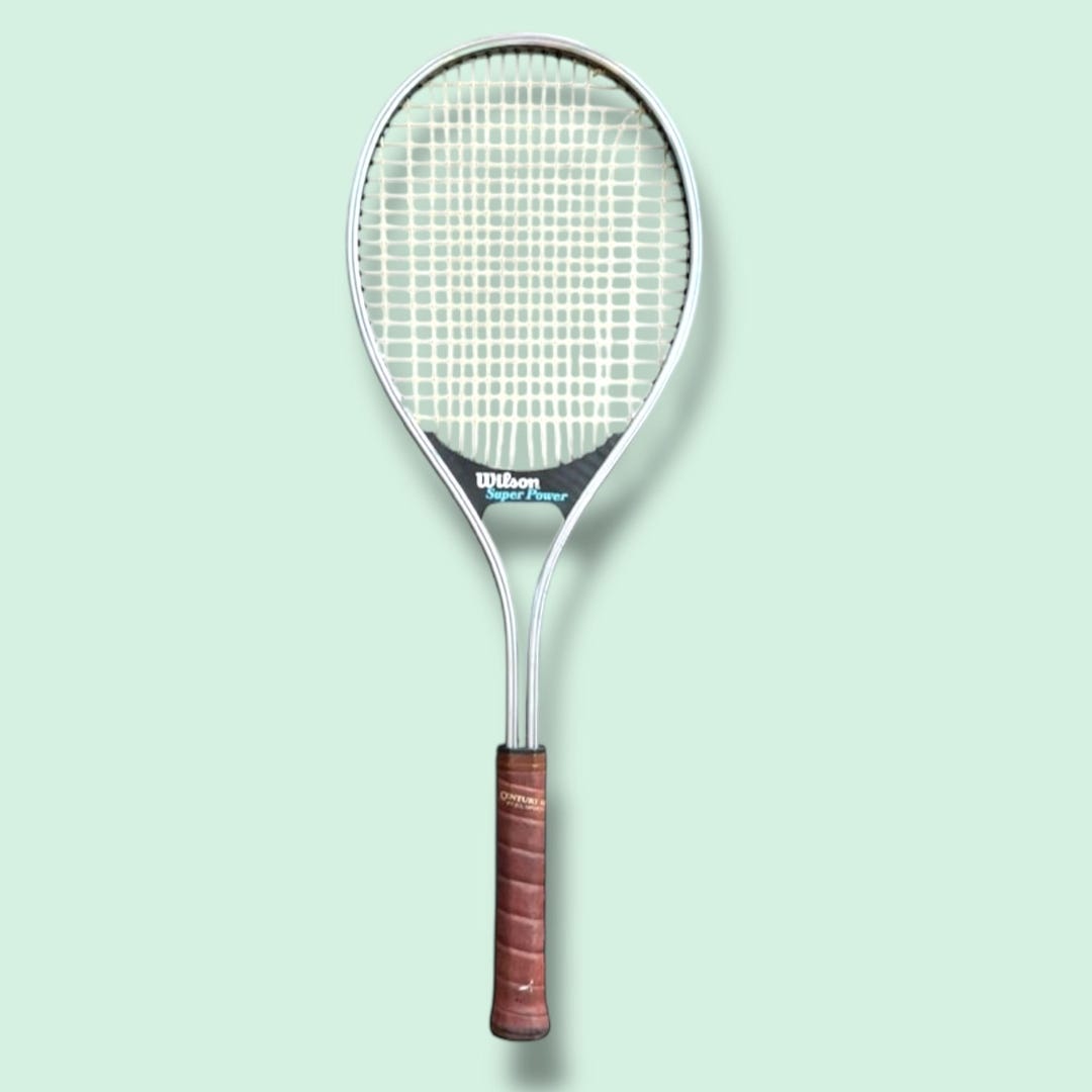 Wilson Super Power Vintage Metal Tennis Racket Silver and Black ...