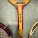 Vintage Set of 4 Maroon Brown White Tennis Rackets | Bundle for Tennis ...